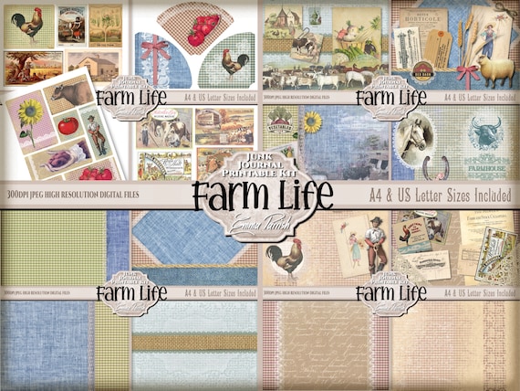 Farm Printable Junk Journal Download Farm Life Printable Kit - Etsy