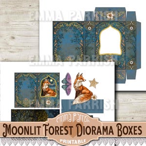 3 Foldable Diorama Boxes, Hare, Owl, Fox, Forest Woodland Animals ...