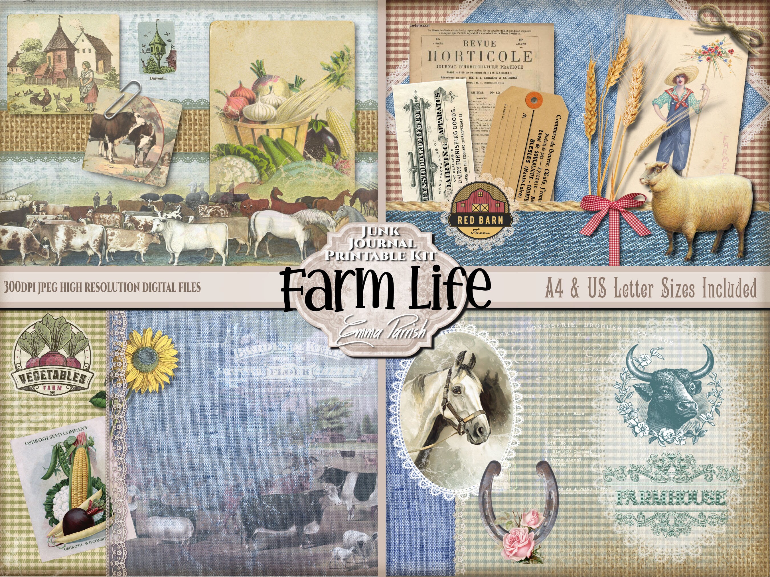 Farm Printable Junk Journal Download, Farm Life Printable Kit ...