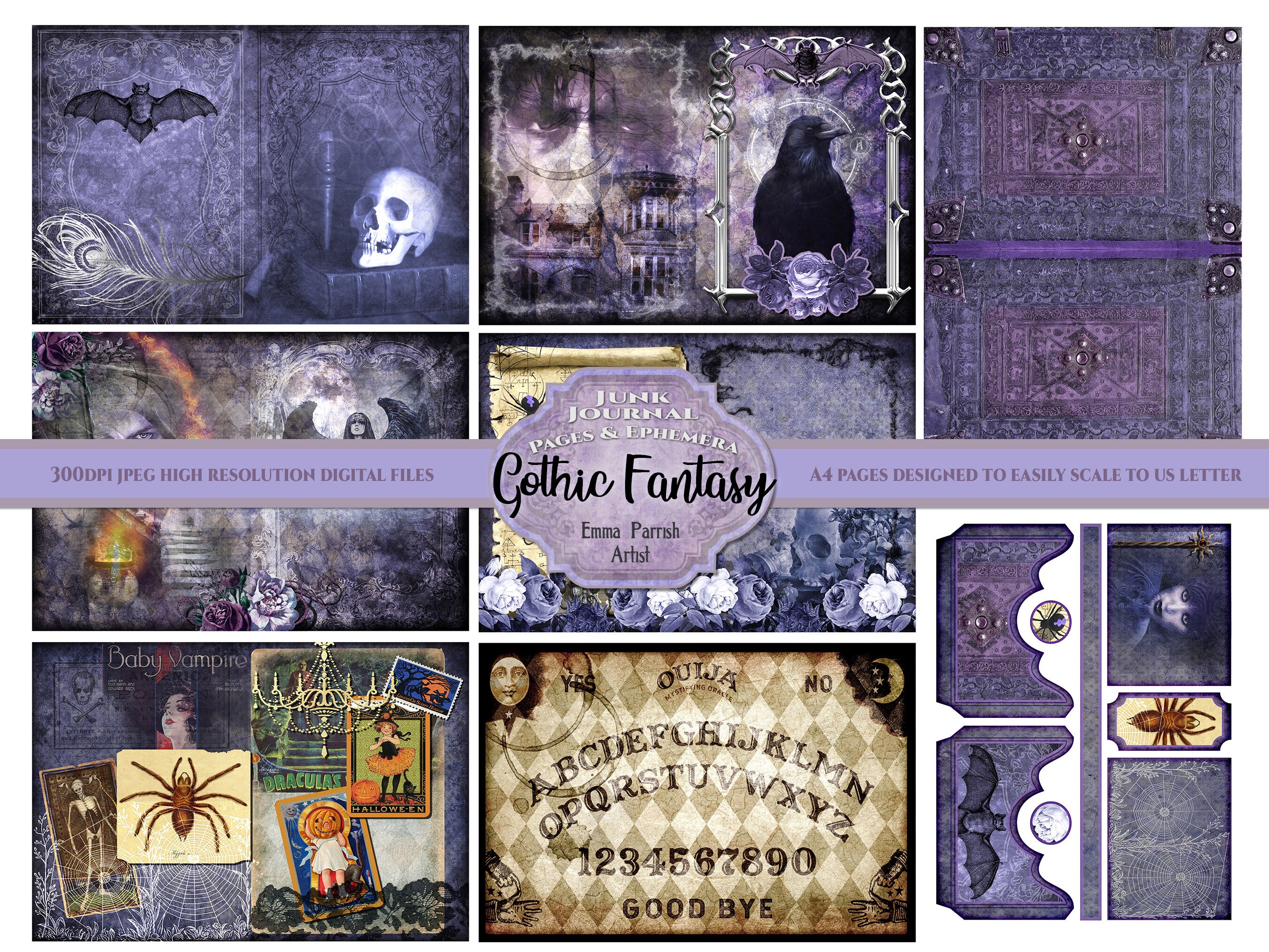 Gothic Junk Journal Kit Purple Witch Printable Paper Set - Etsy UK