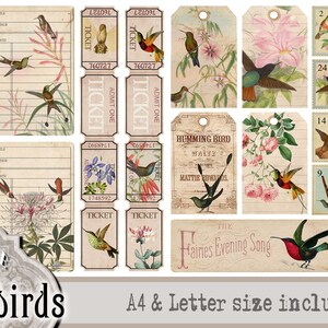 Hummingbird Junk Journal Kit, Bird Printable Pages, Vintage Ephemera ...