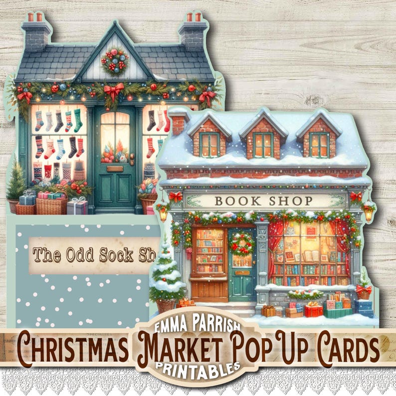 Pop-up Christmas Market Printables Kit, Set of 6, DIY 3D Papercraft ...