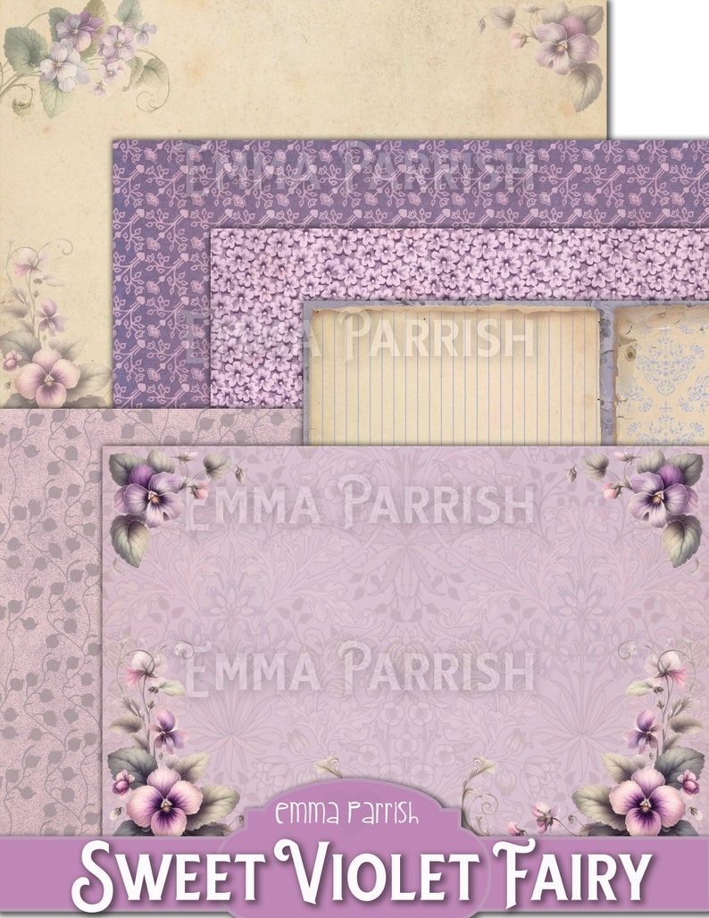 Sweet Violet Fairies Printable Journal Kit, Spring Flower Fairy Junk ...