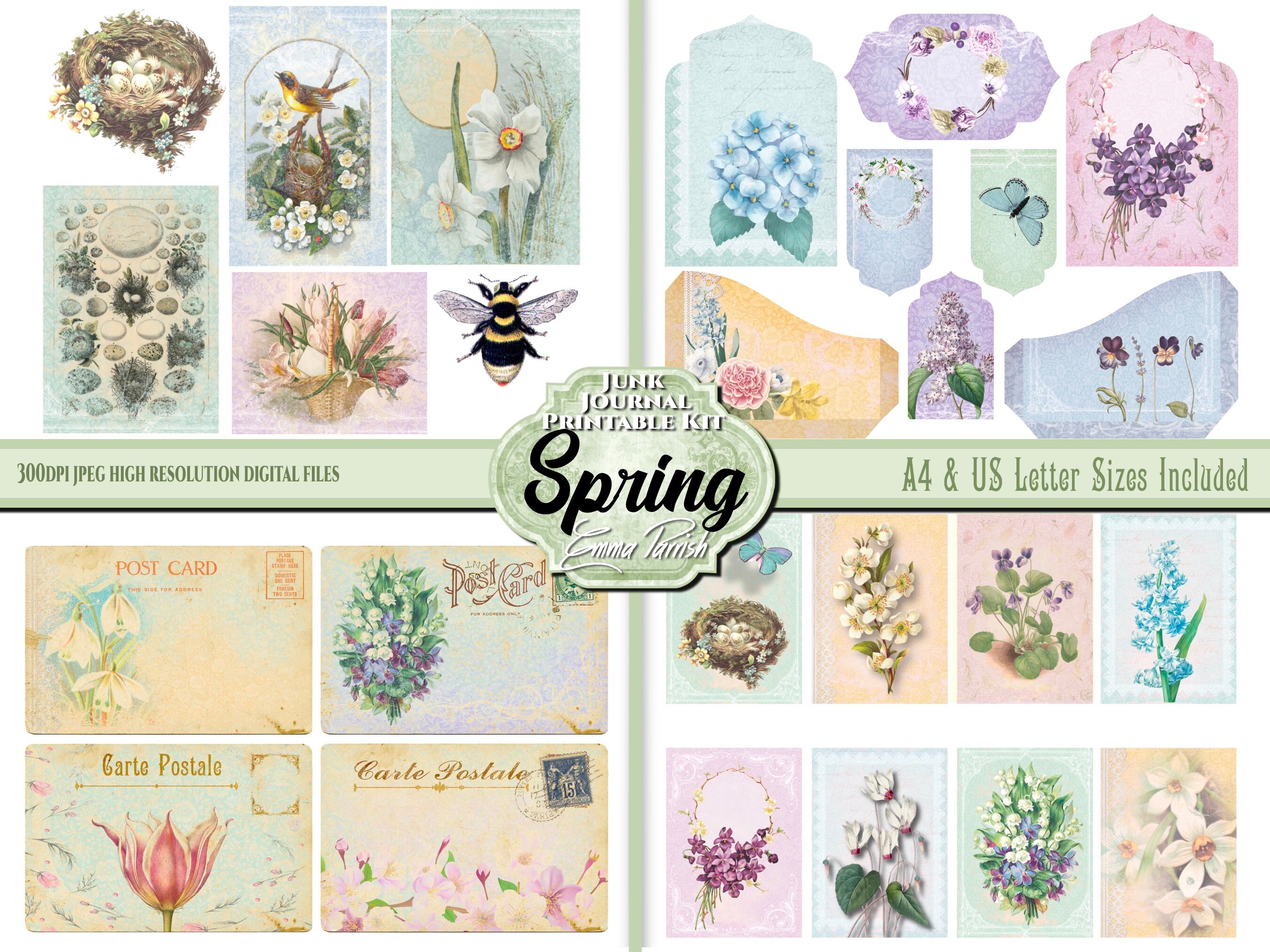 Spring Junk Journal Printable Kit Spring Printable Ephemera | Etsy