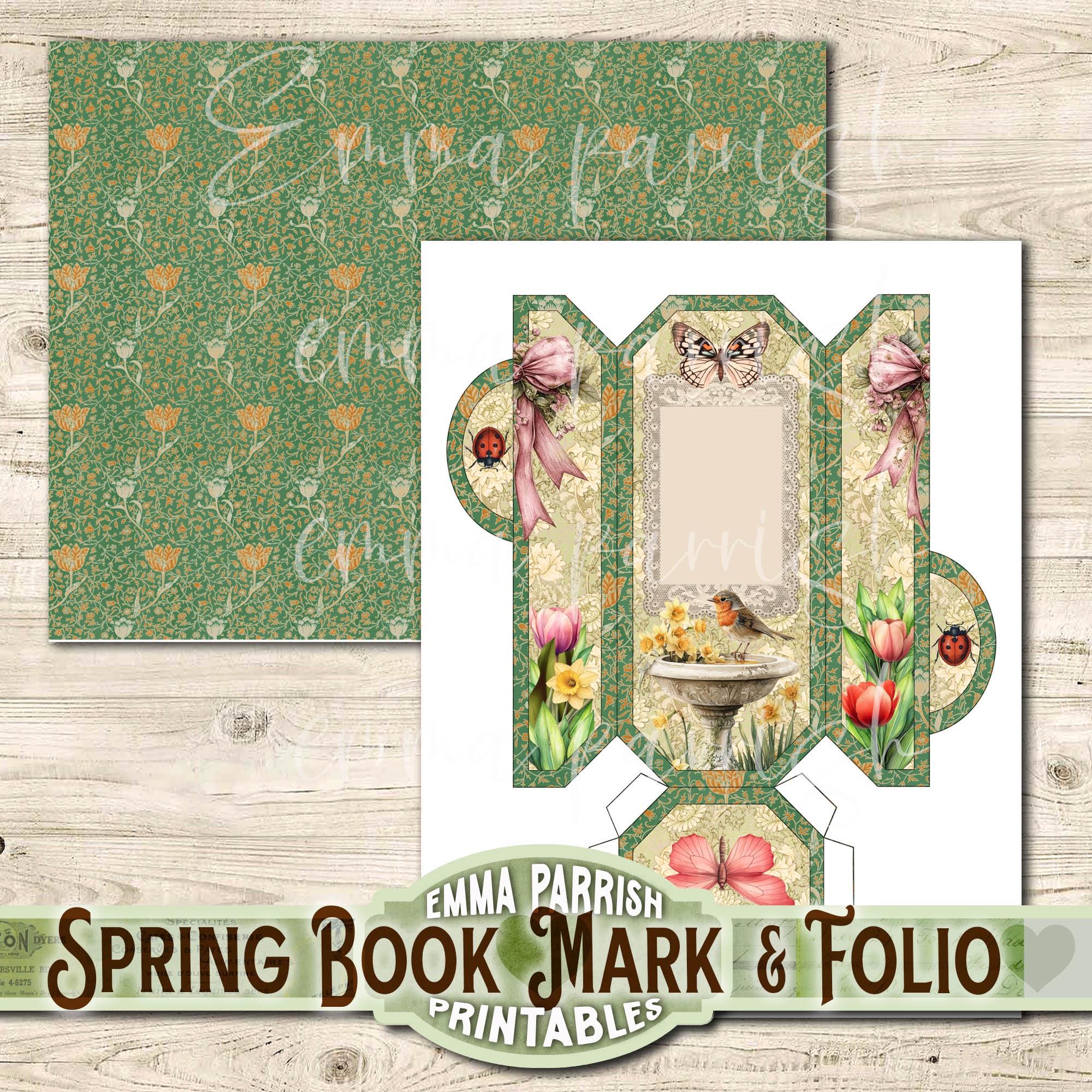 Spring Bookmark & Folio Printable, Envelope, Card Making Supplies ...