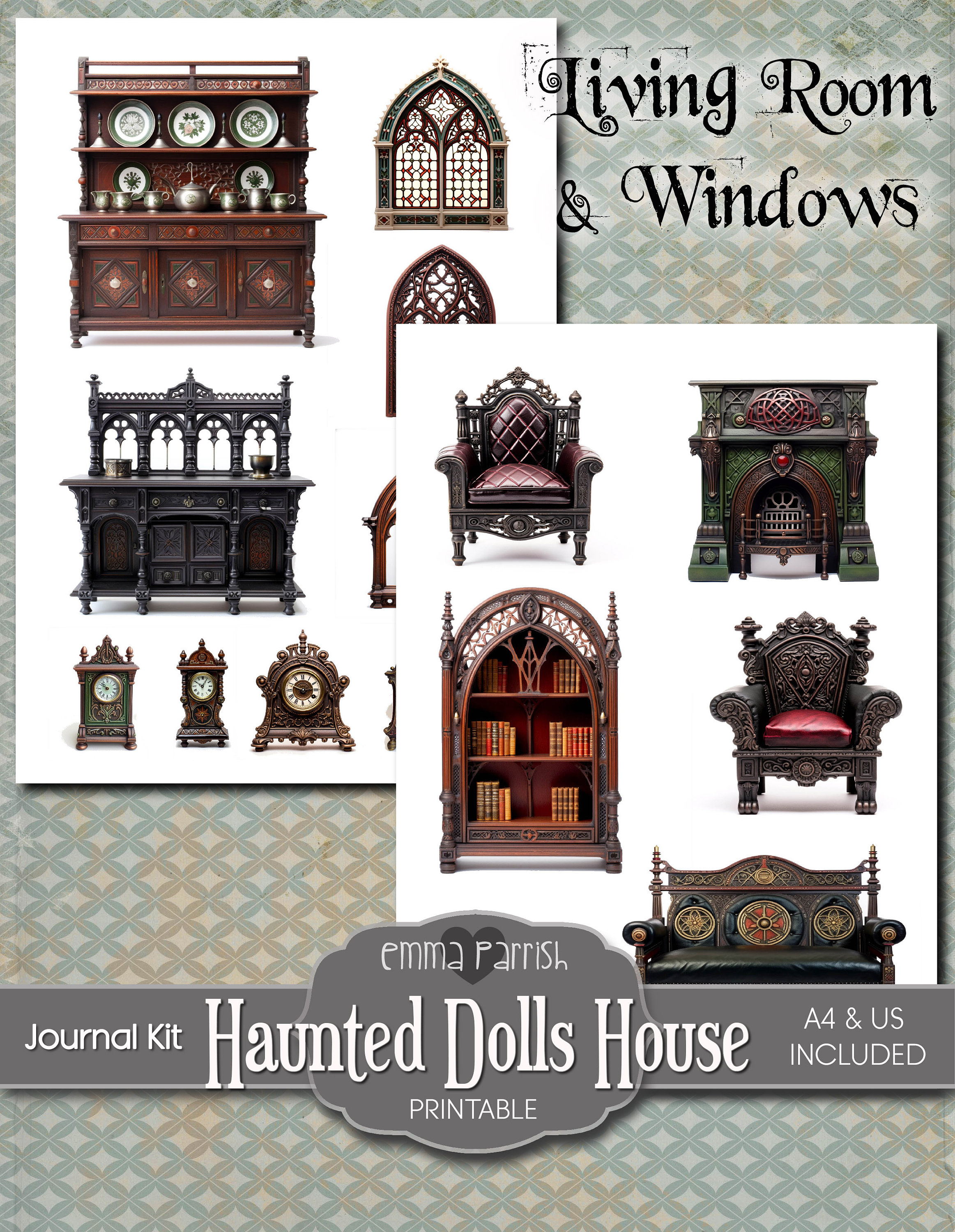 Haunted Dollhouse Journal Kit, Printable Paper Dolls House, Halloween ...