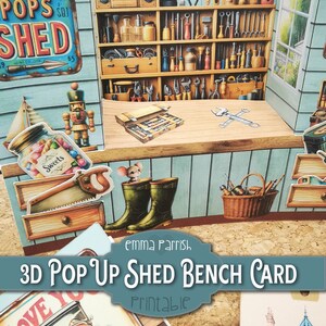 Pop up Bench Card, Male Mens Blue Cards, Dad, Grandad, Pops, Cricut PNG ...