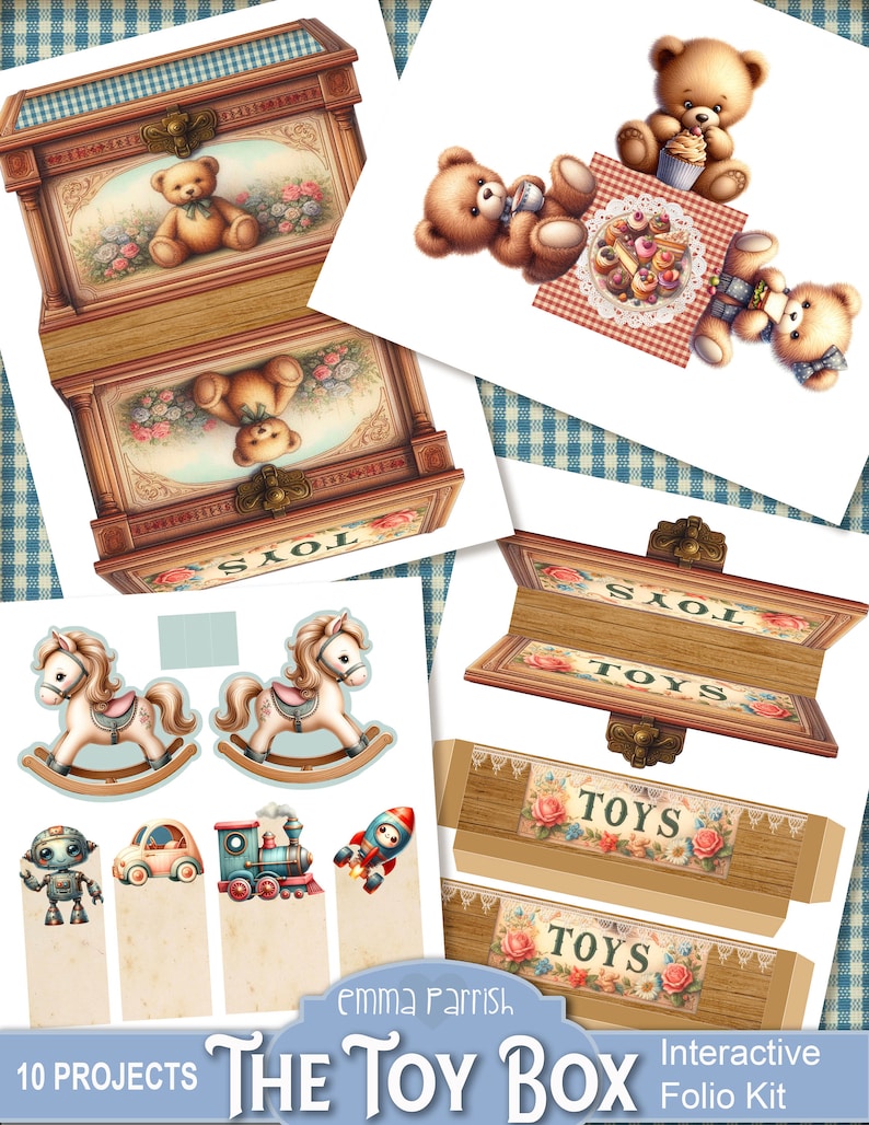 The Toybox Printable Junk Journal Folio, 10 Interactive Papercraft ...