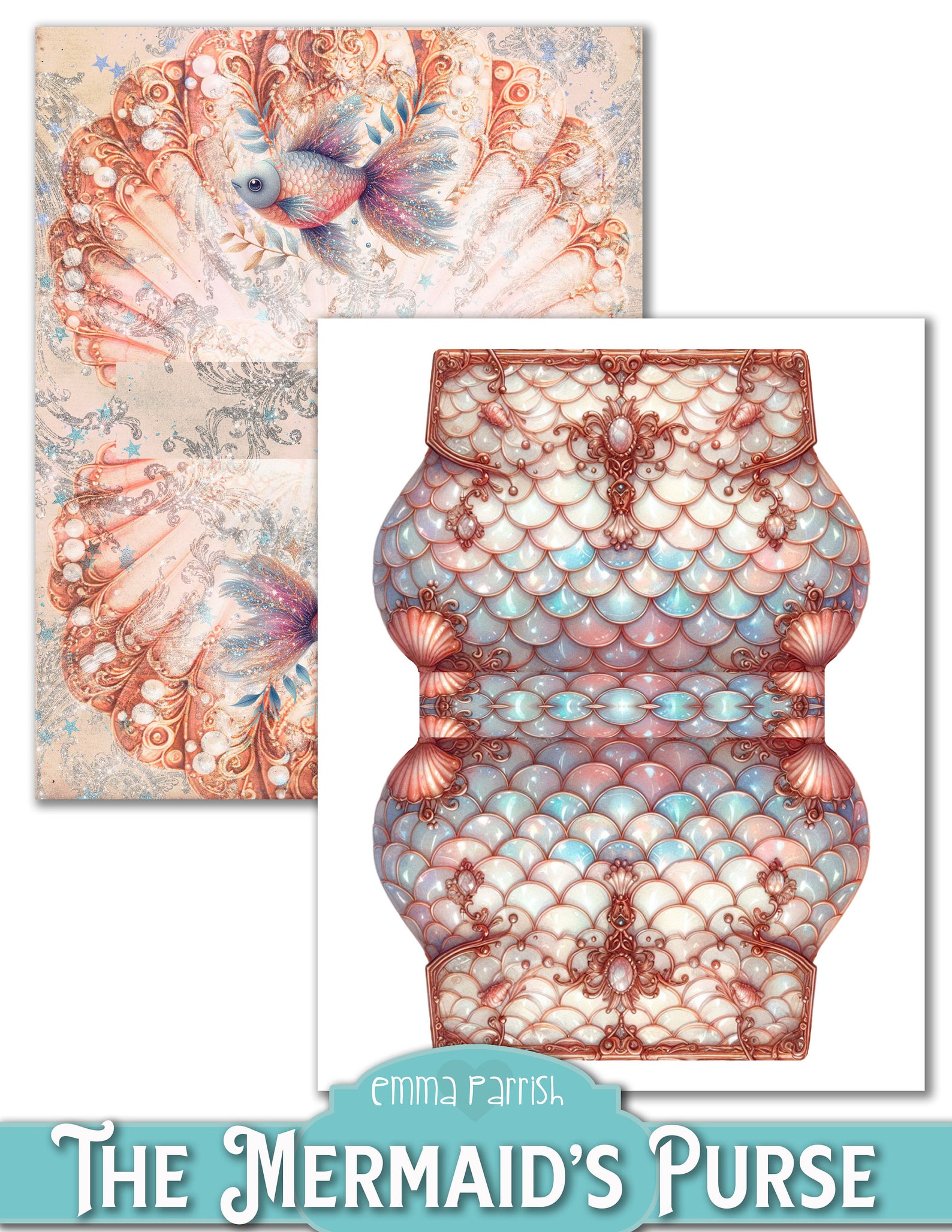 Mermaid's Purse Printable Junk Journal Folio, 10 Interactive Papercraft ...