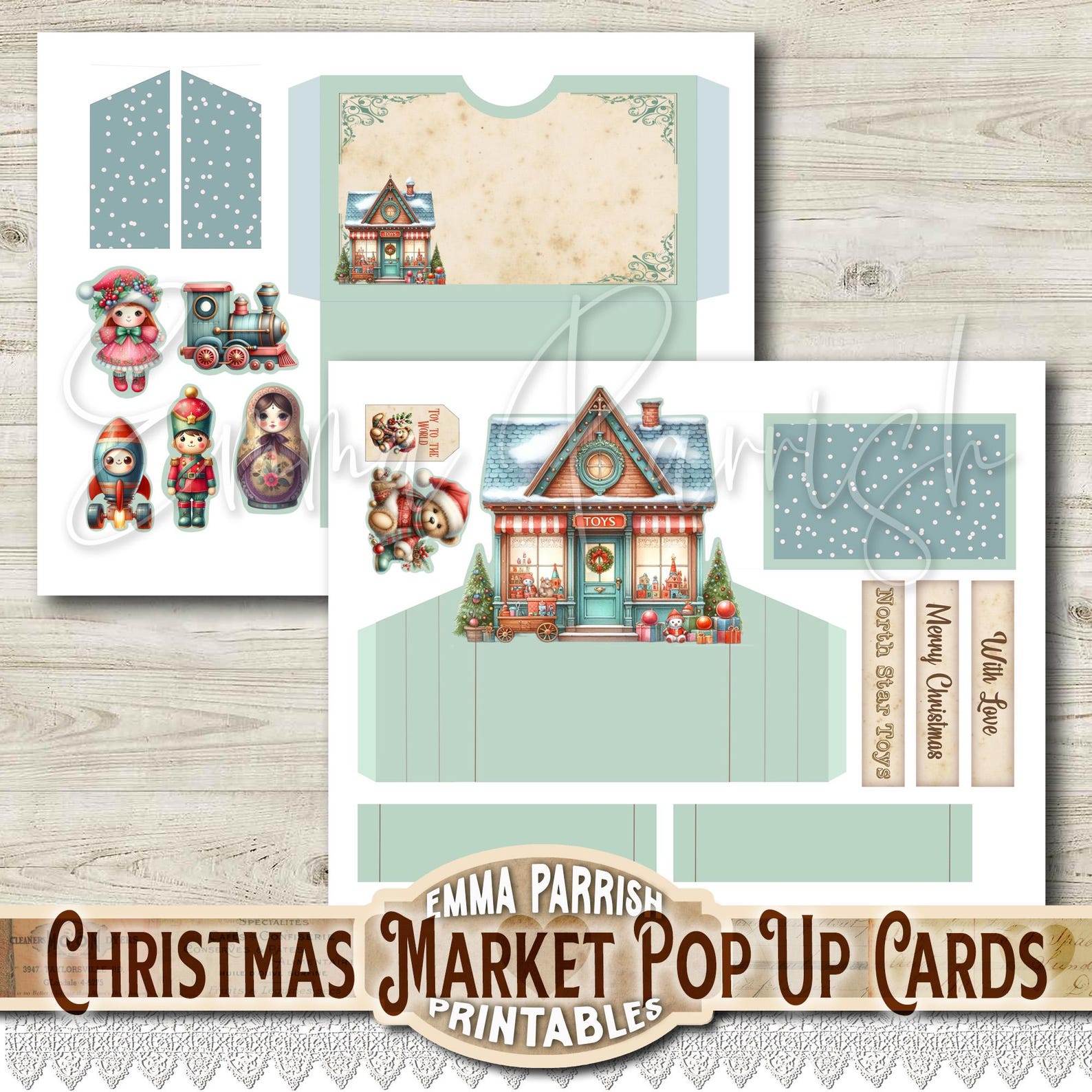 Pop-up Christmas Market Printables Kit, Set of 6, DIY 3D Papercraft ...