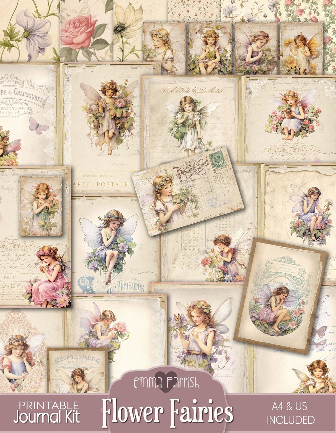 Flower Fairy Junk Journal Kit, Printable, Shabby, Fantasy, Fairies ...