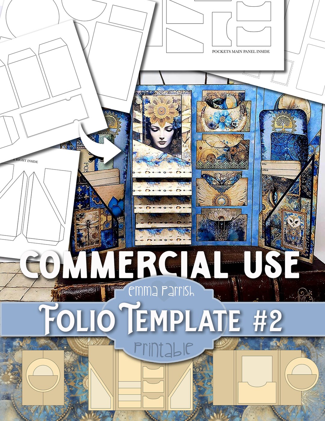 Printable Folio Template #2, Commercial Use, Junk Journal Ephemera ...