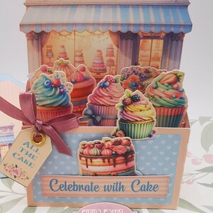 Pop up Cake Shop Card, Cricut PNG, Cupcake, Bakery, Box Card Printable ...