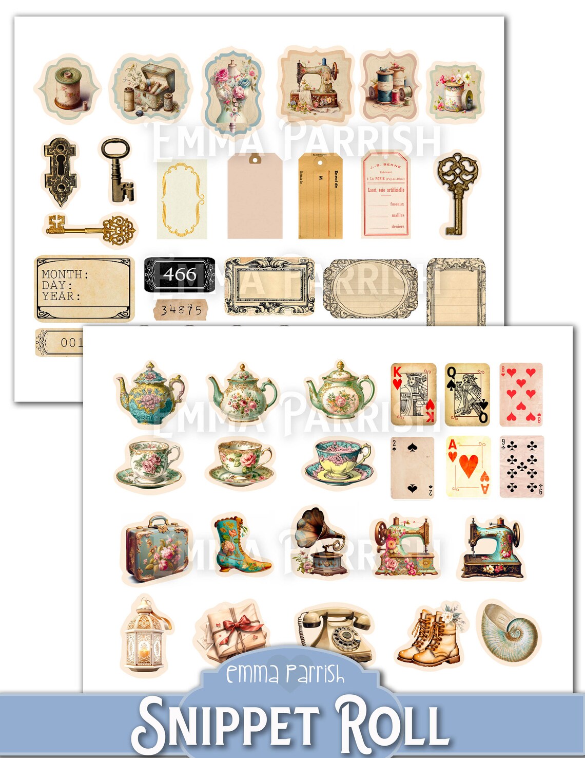 Mini Ephemera Pack for Crafting: Snippet Rolls, Tag & Card Making ...