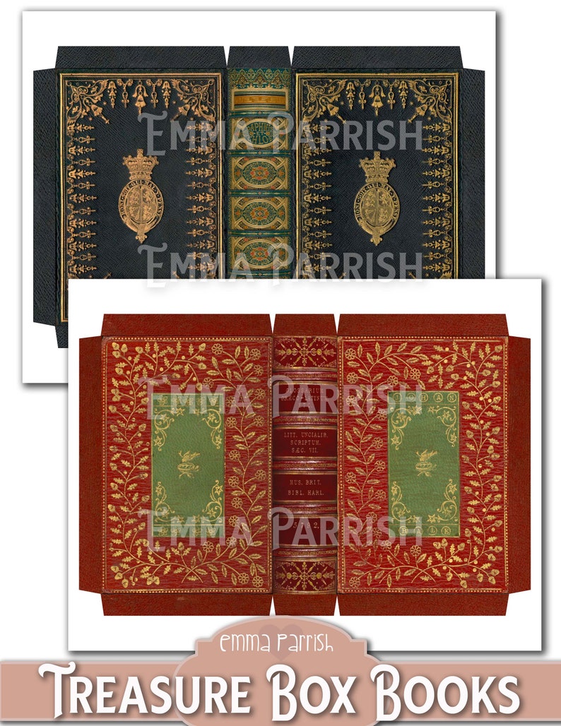 Printable Treasure Box Books, Antique Book Box, Faux Book, Papercraft ...