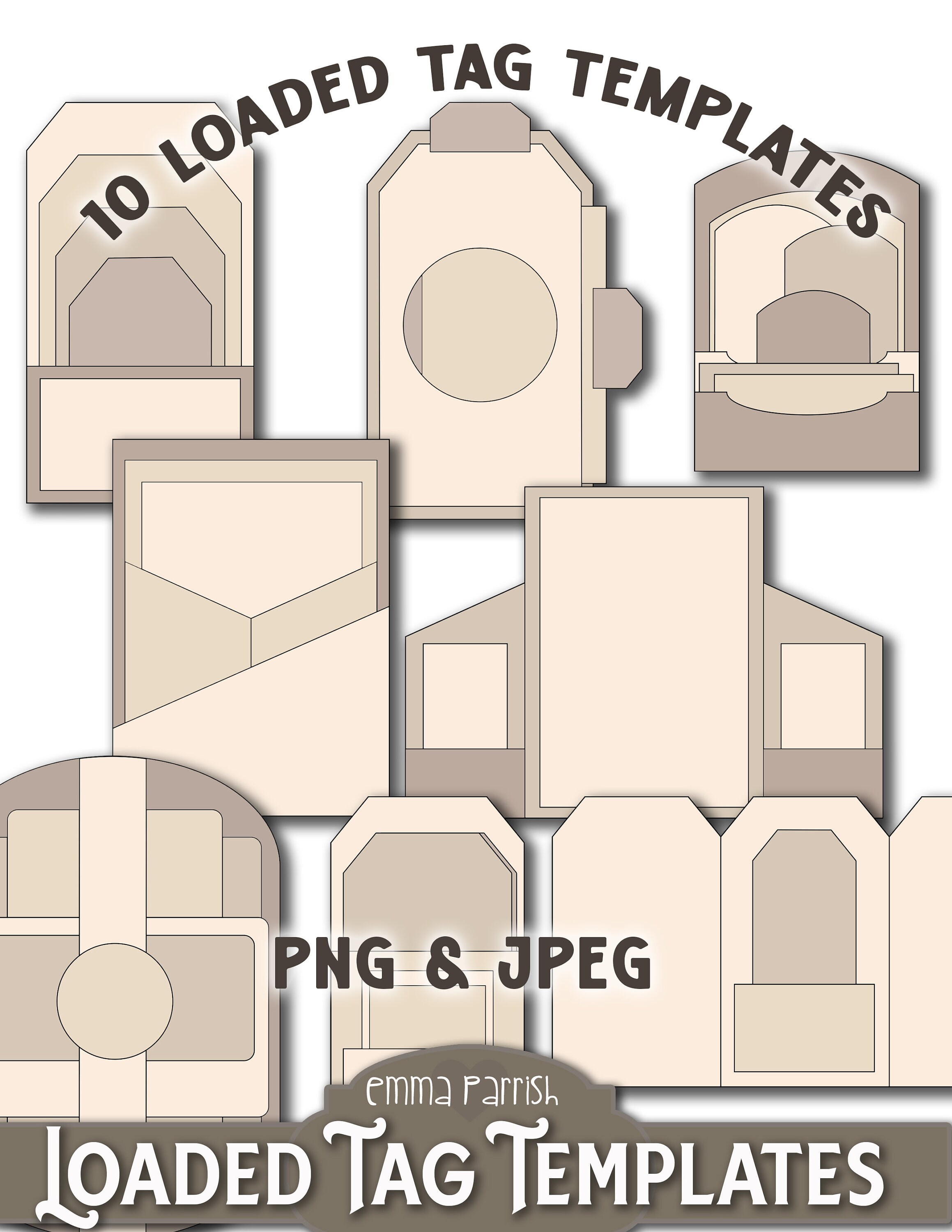 Printable Loaded Tag Template Bundle, Commercial Use, PNG, JPEG, Cricut ...