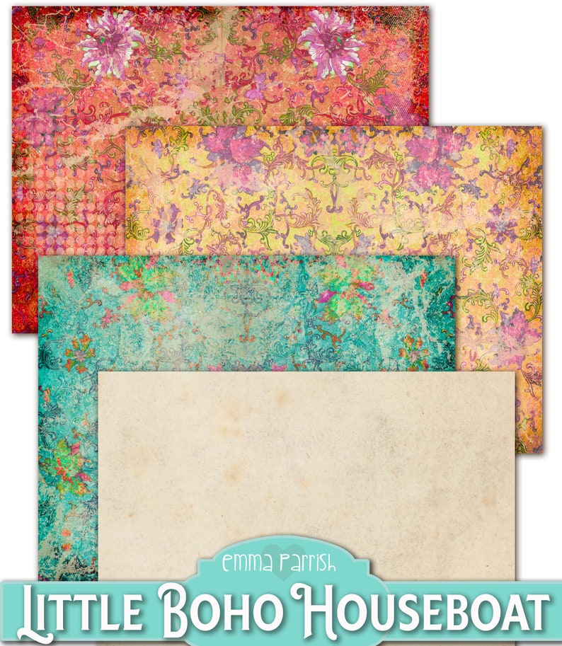 Little Boho Houseboat Printable Junk Journal Folio, Canal Boat ...