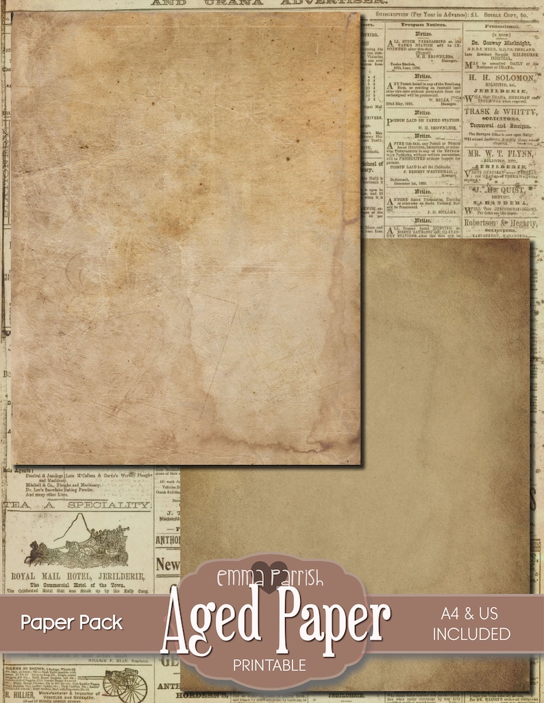 Aged Paper, Old Vintage Printable Paper Pack, Coffee Dyed, Tea Stained ...