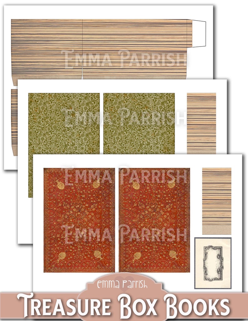 Printable Treasure Box Books, Antique Book Box, Faux Book, Papercraft ...