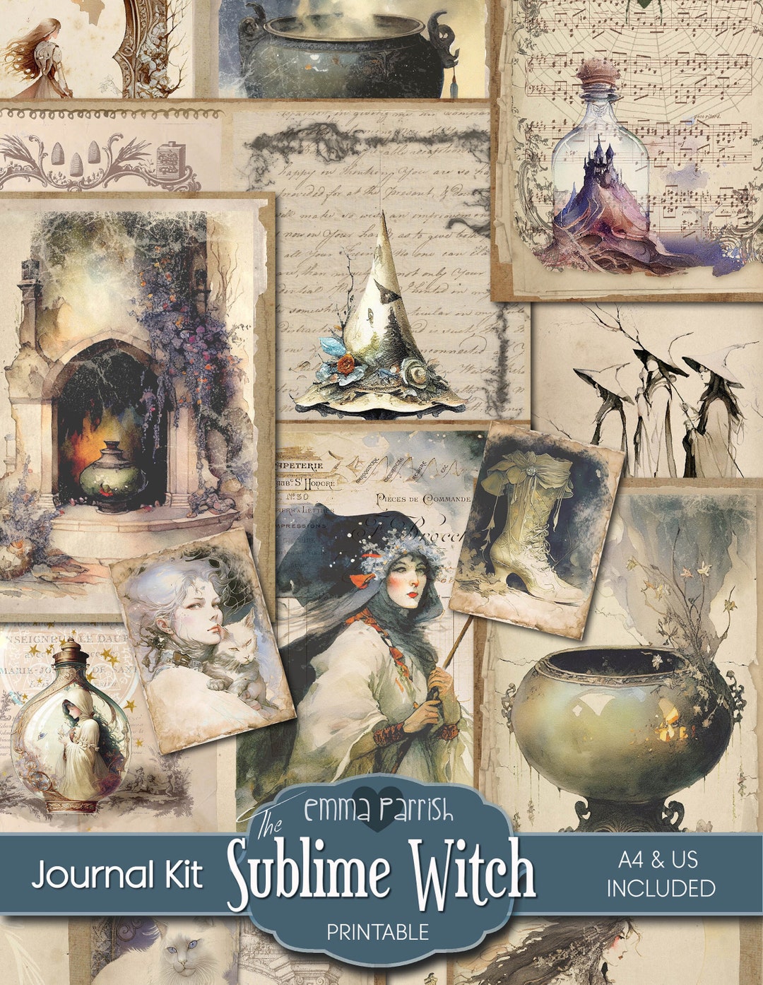 Witch Junk Journal Kit, Witchy Ephemera, Printable, Wiccan, Pagan ...