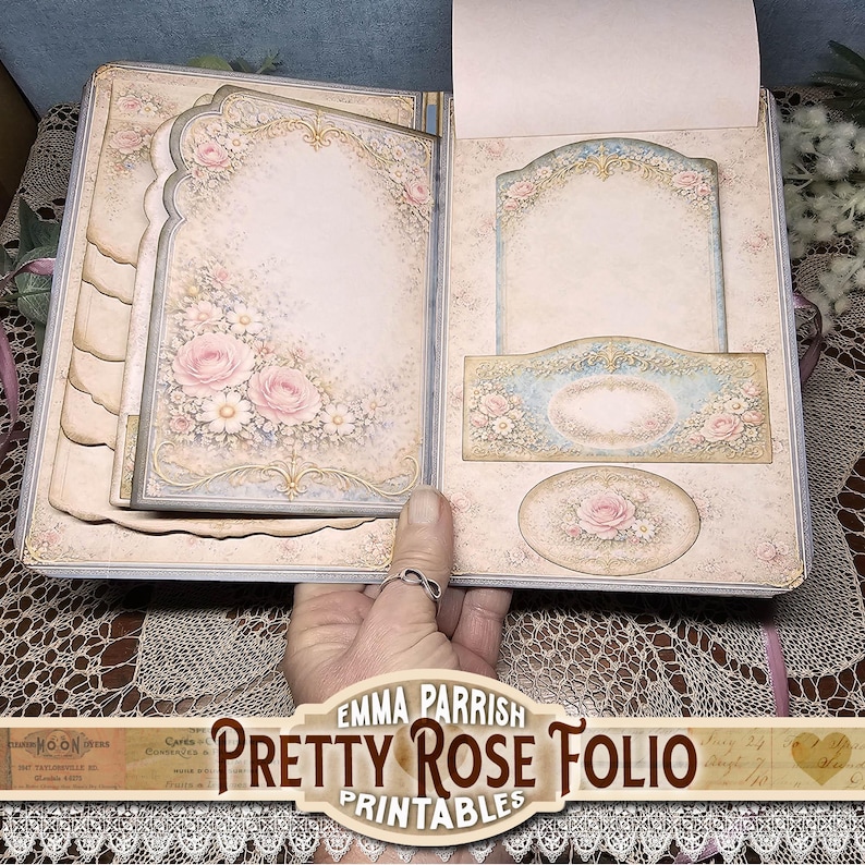 Pretty Rose Folio, Junk Journal Printable, Vintage Ephemera, Floral ...