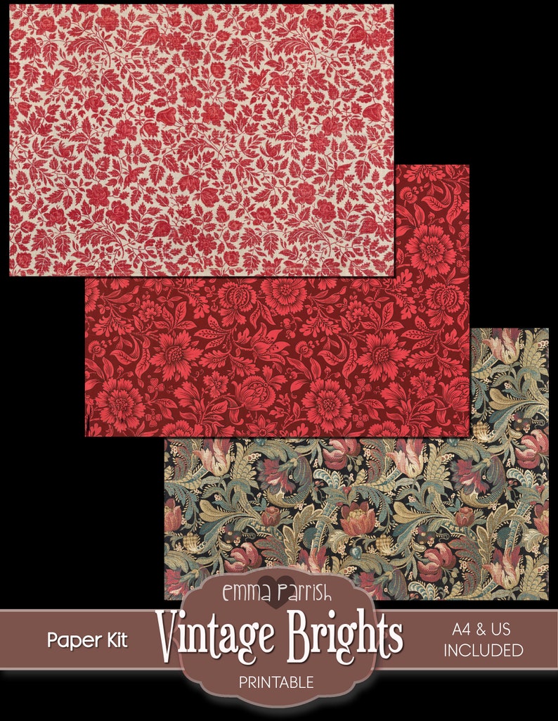 Vintage Bright Patterned Printable Paper Pack Junk Journal - Etsy