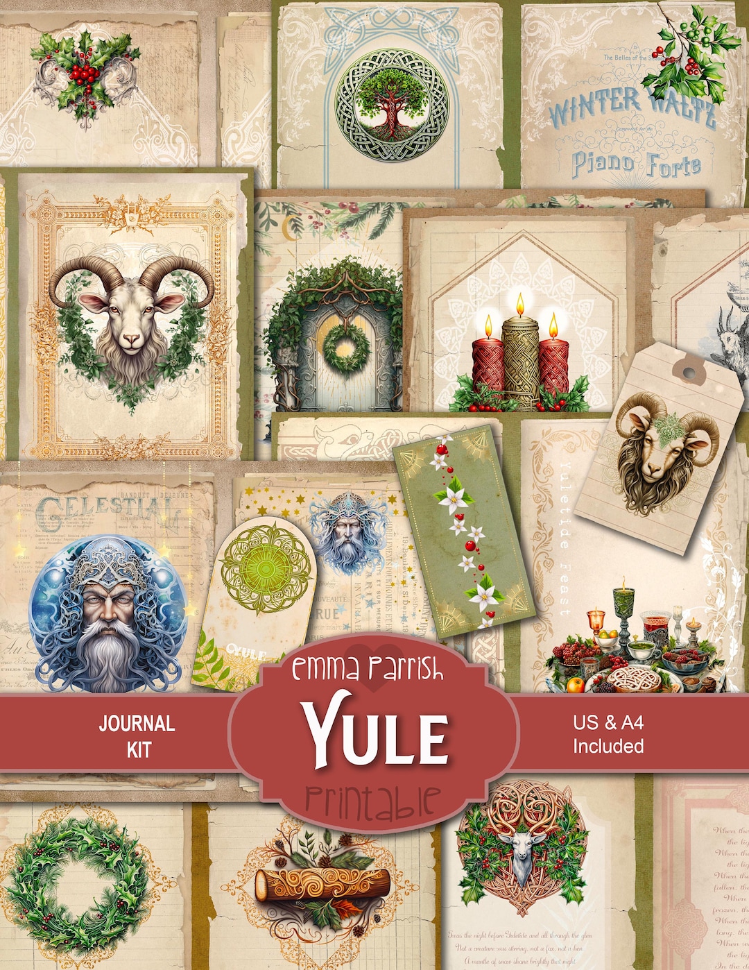 Yule Junk Journal Printable, Winter Equinox, Sabbat, Witches Witchcraft ...