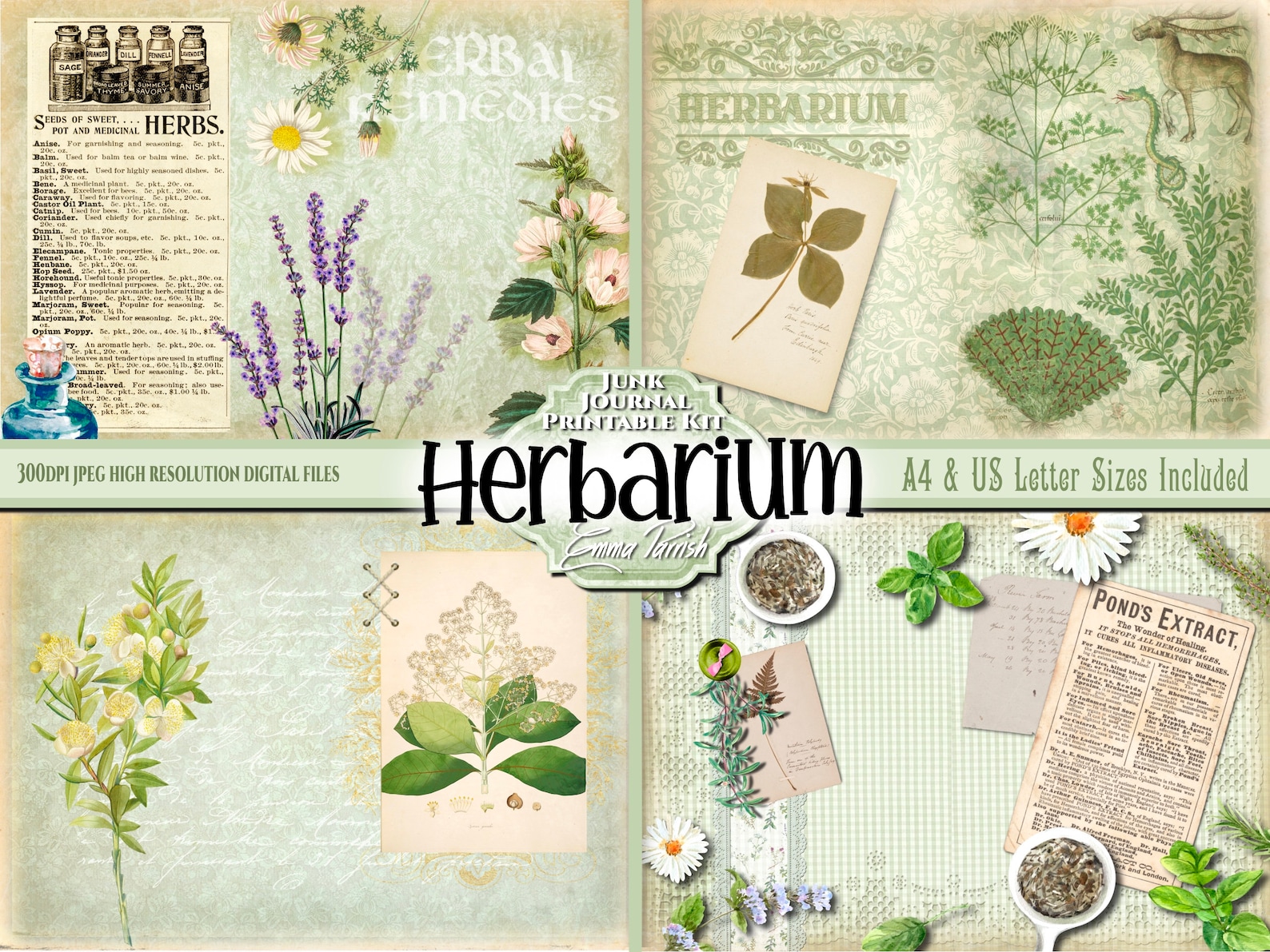 Herbal Botanical Junk Journal Printable Kit Herbal Remedies - Etsy