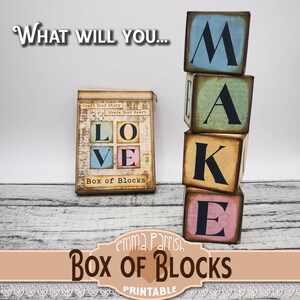 Printable 'painted Wood' Word Blocks, Rustic Home Decor, Home, Family ...