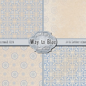 Blue Junk Journal Kit, Blue Vintage Printable Pages, Blue Digital ...