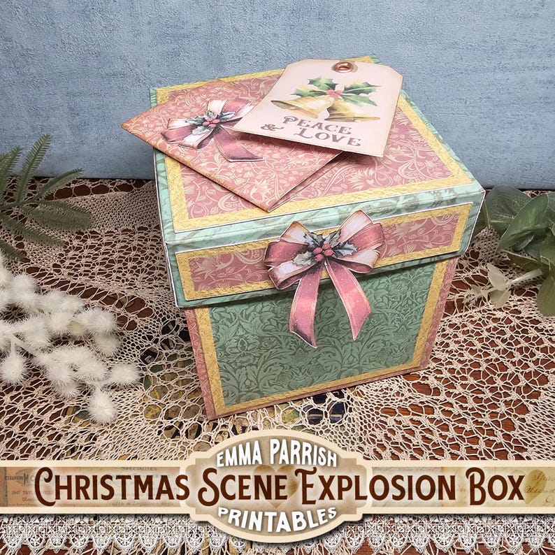 Christmas Explosion Box Printable Kit, DIY Gift Card Holder, Handmade ...