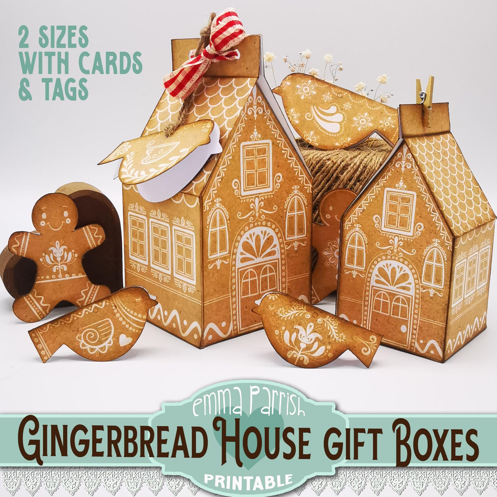 Gingerbread House Gift Box Printable, Christmas Handmade Gift Packaging ...