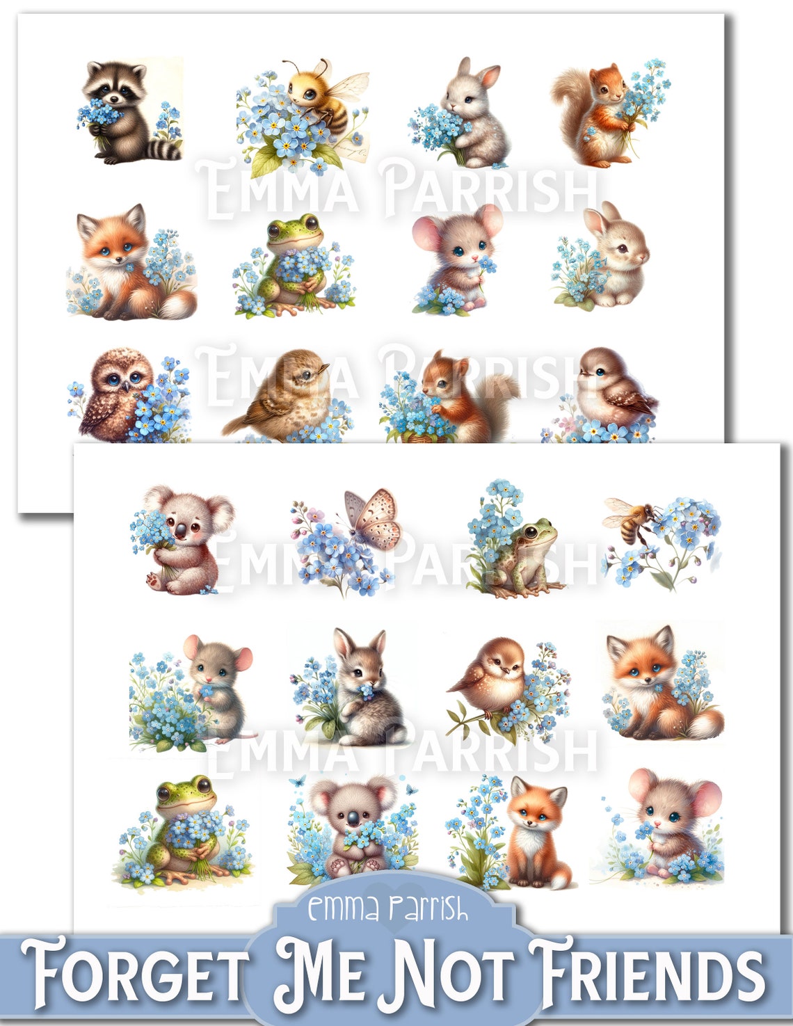 Forget Me Not Junk Journal Printable Cluster, Snippet Roll Kit ...