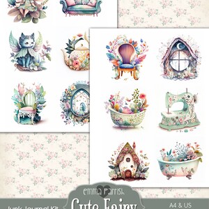 Cute Fairy Printable Sticker, Clipart, Fairy Junk Journal, Cricut ...