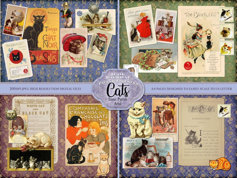 Cat Junk Journal Printable Kit Cat Ephemera Vintage - Etsy UK