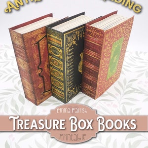 Printable Treasure Box Books, Antique Book Box, Faux Book, Papercraft ...
