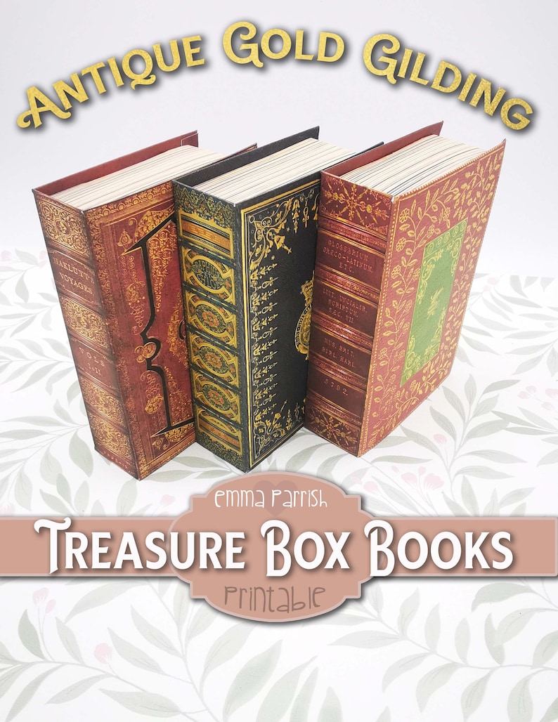 Printable Treasure Box Books, Antique Book Box, Faux Book, Papercraft ...
