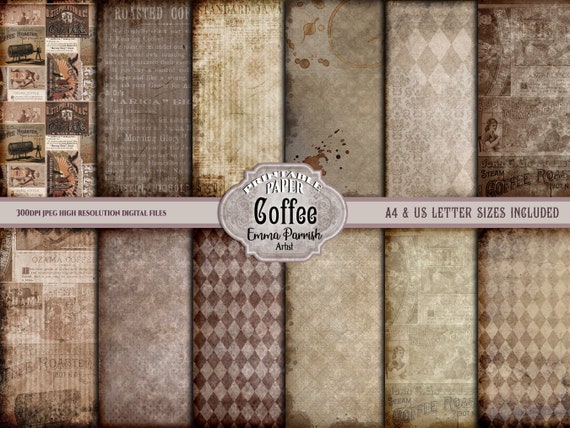Coffee Junk Journal Printable Papers Coffee Stained Paper - Etsy Canada