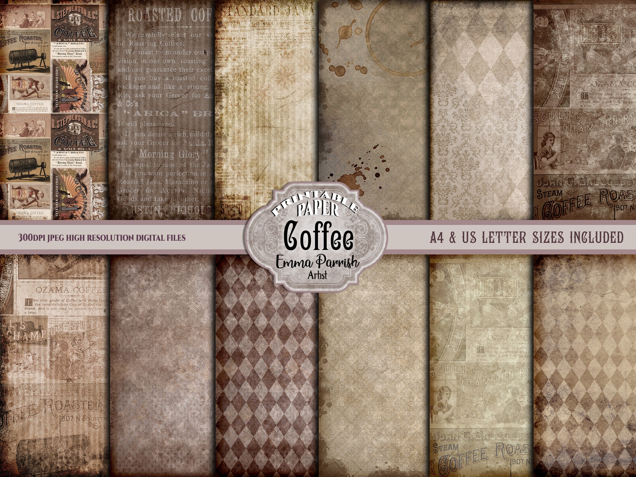Coffee Junk Journal Printable Papers Coffee Stained Paper - Etsy UK