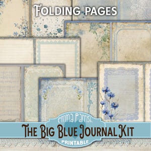 Big Blue Junk Journal Kit, Printable, Vintage Ephemera, Tags, Labels ...