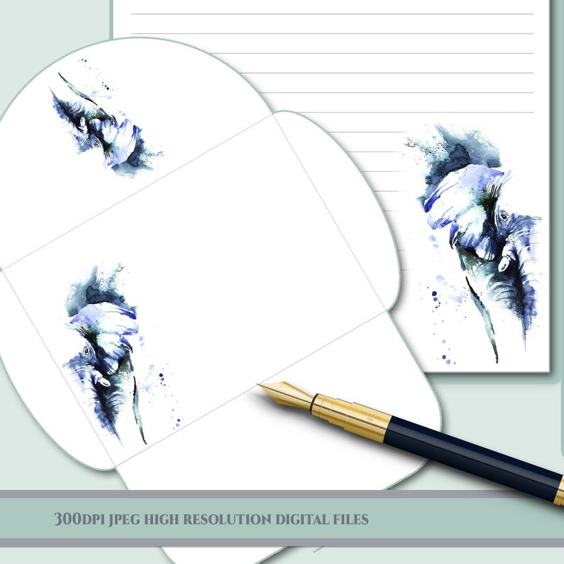 Elephant Writing Paper Stationery Set Matching Envelope A4 & | Etsy