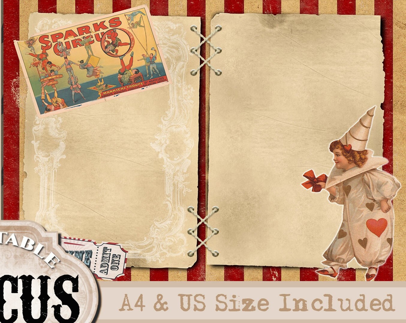 Vintage Circus Junk Journal Kit Printable Circus Digital | Etsy UK