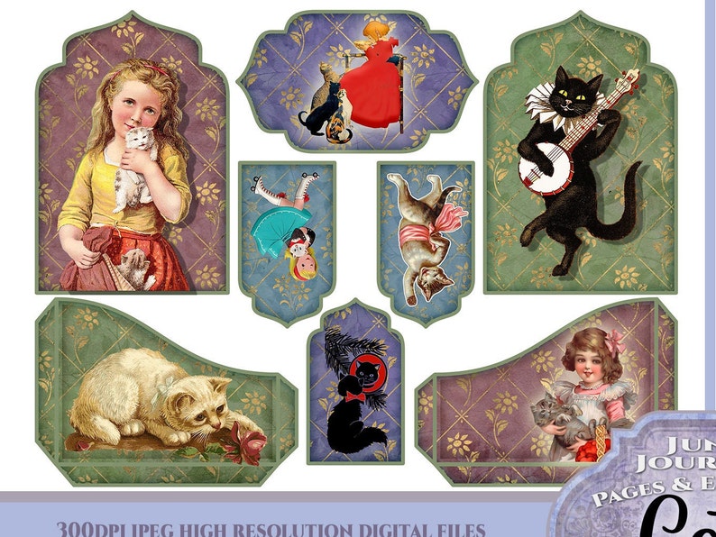 Cat Junk Journal Printable Kit Cat Ephemera Vintage - Etsy UK