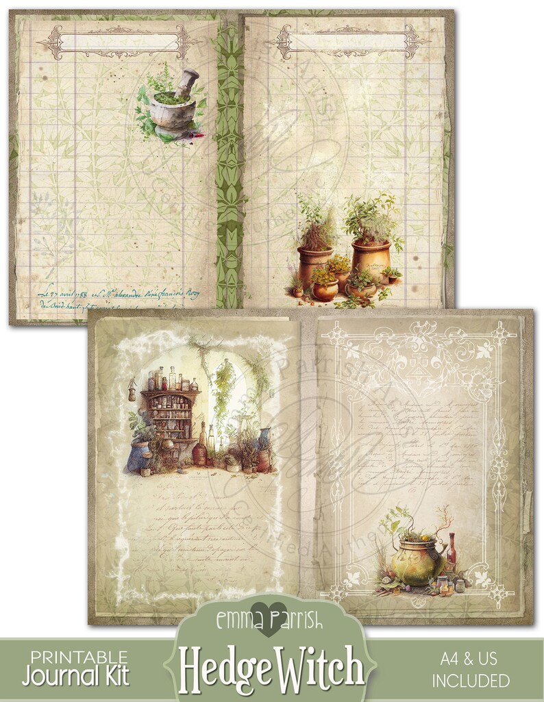 Hedgewitch Junk Journal Kit, Kitchen Witch, Junk Journal Pages, Journal ...