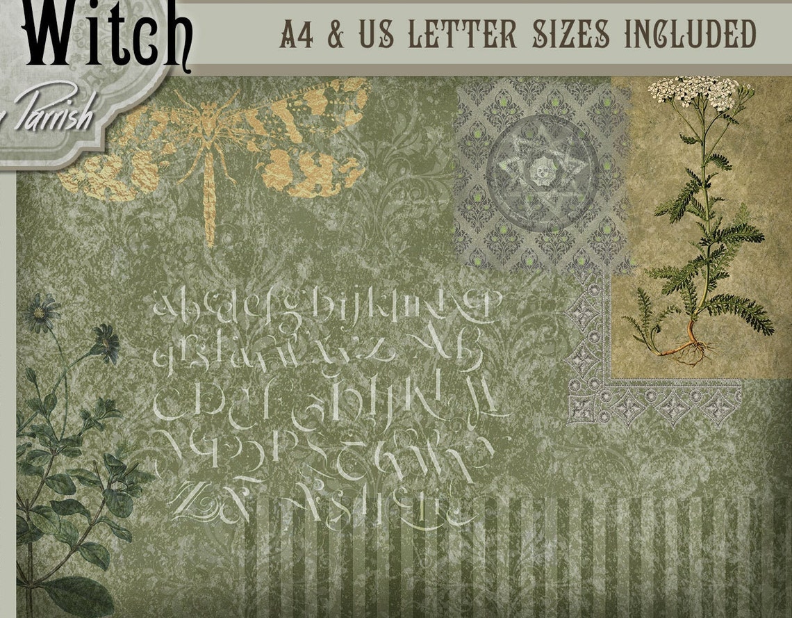 Green Witch Printable Paper Set Junk Journal Printable Kit - Etsy