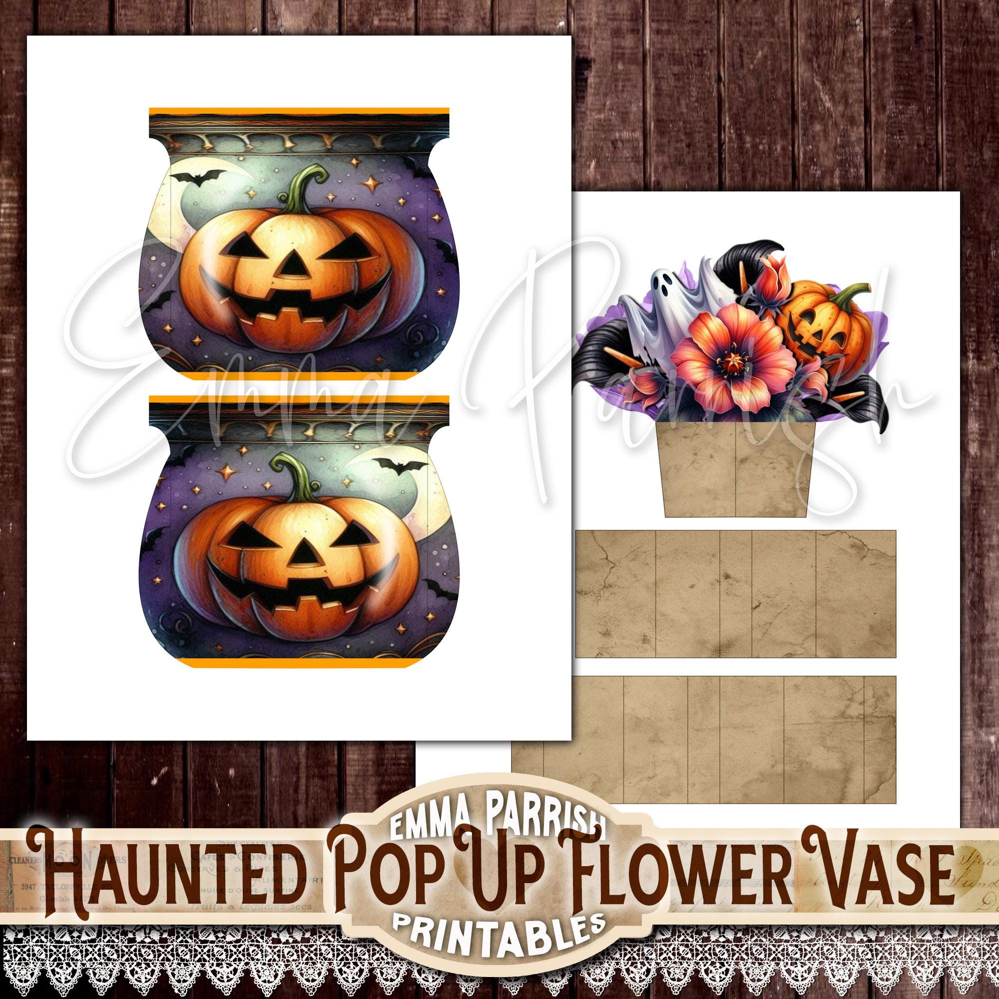3D Pop-up Haunted Flower Vase Card, Halloween, Spooky, Gothic Printable ...