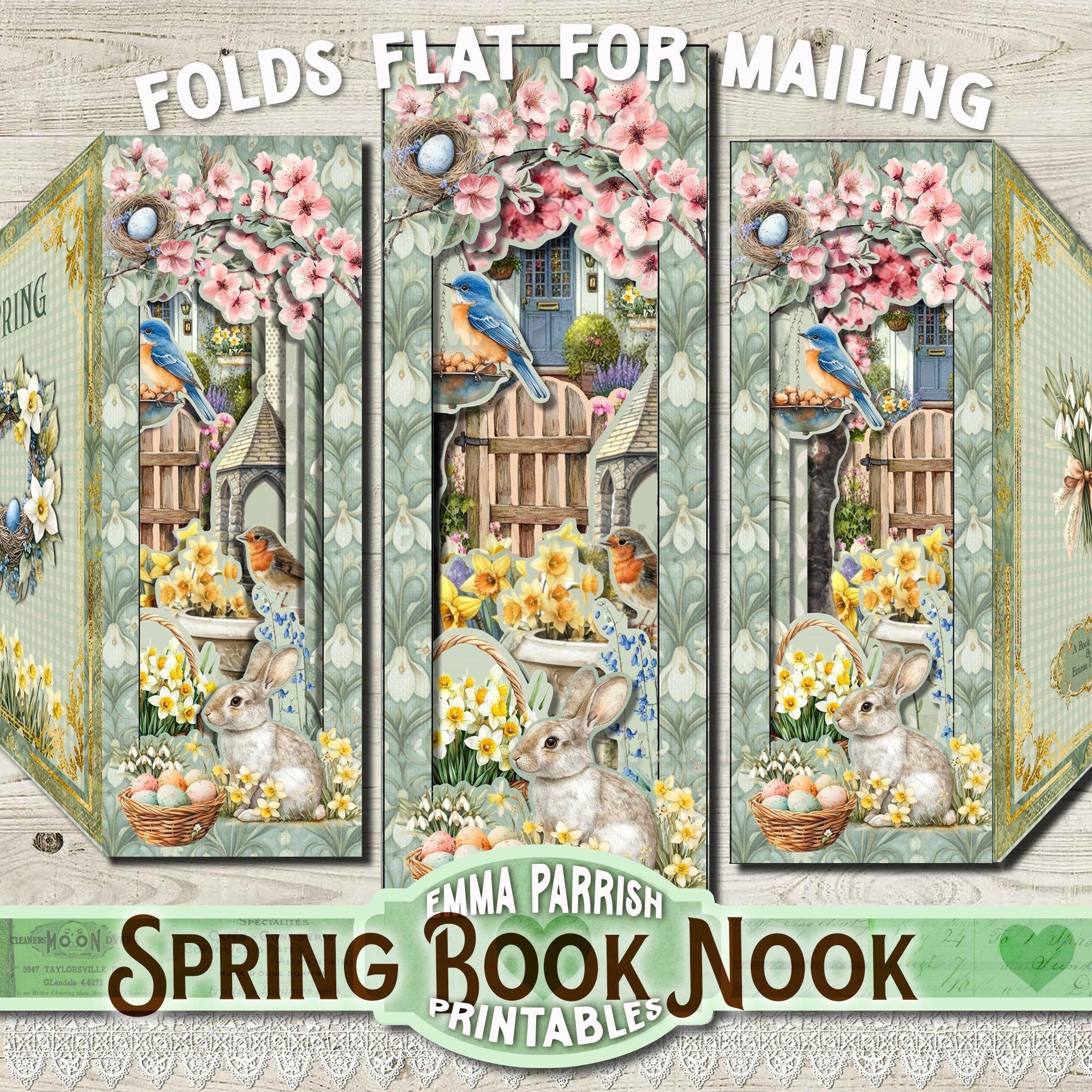 Spring Book Nook Printable Kit - Cricut Friendly 3D DIY Miniature ...