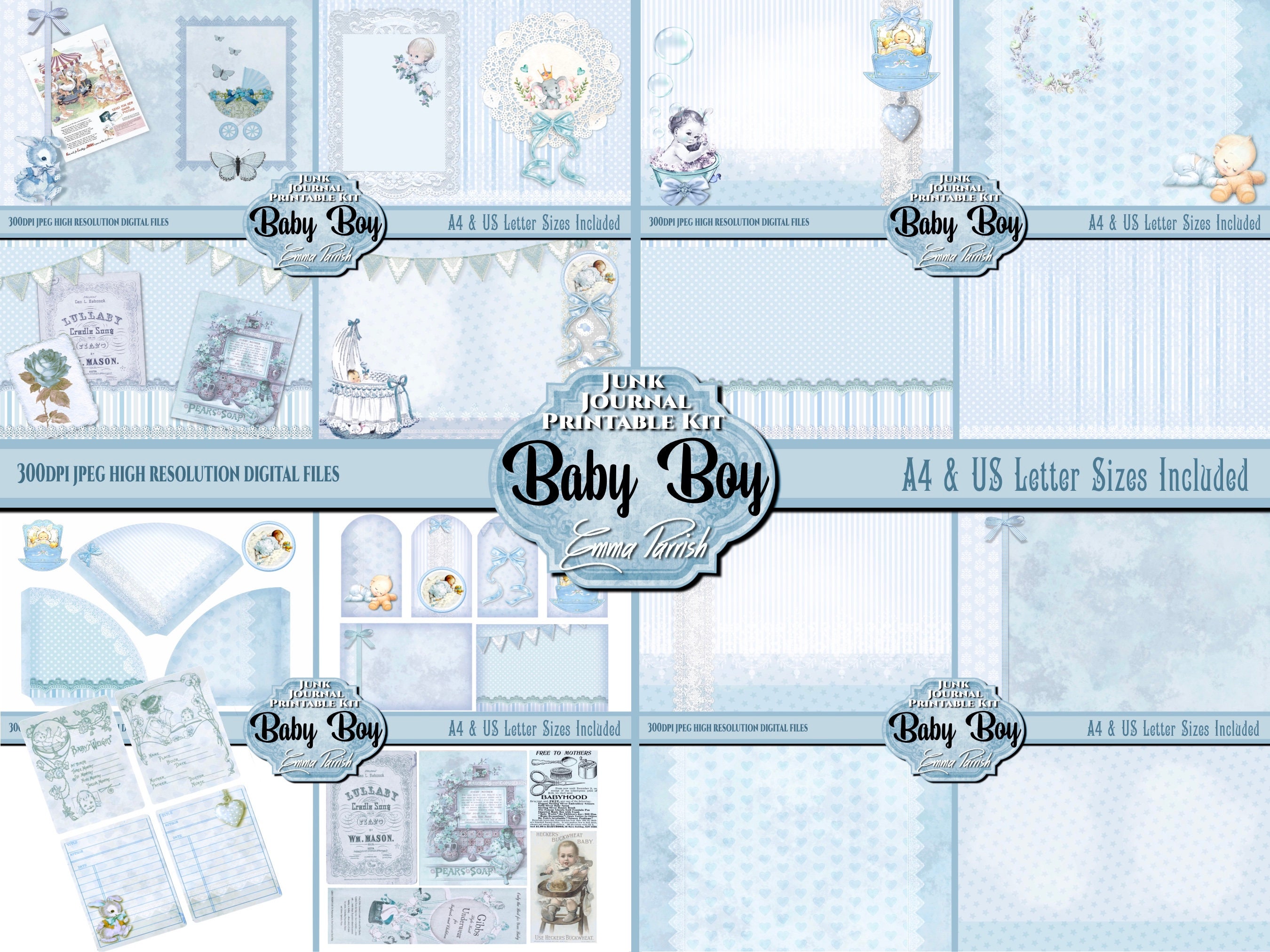 Baby Boy Junk Journal Printable Digital Download Kit New Baby - Etsy
