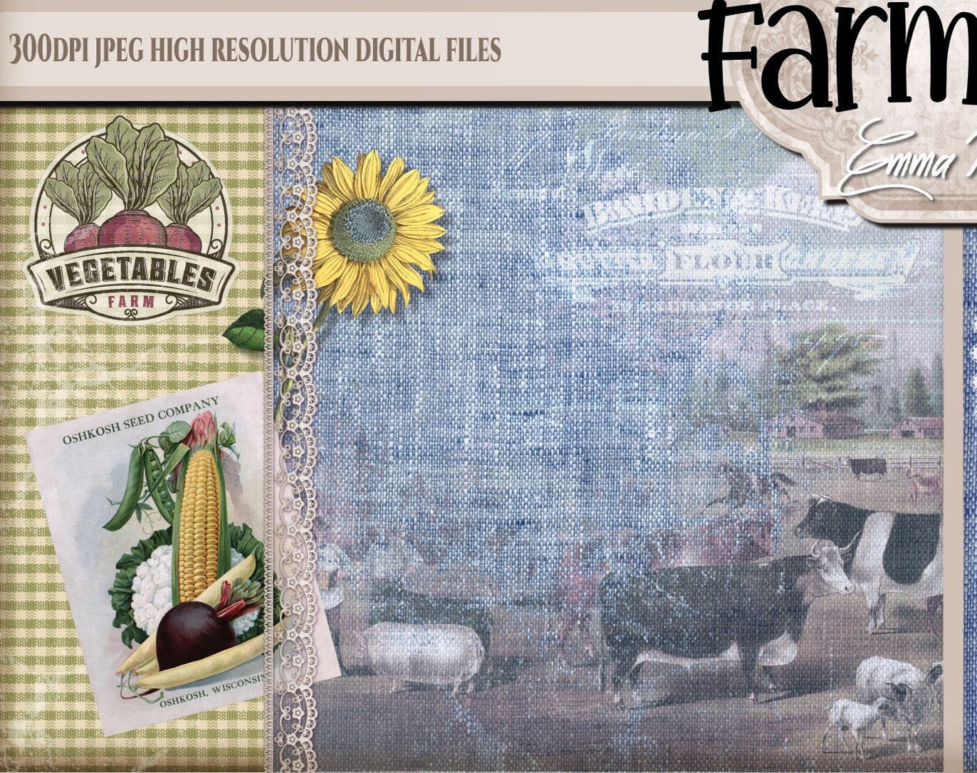 Farm Printable Junk Journal Download Farm Life Printable Kit | Etsy