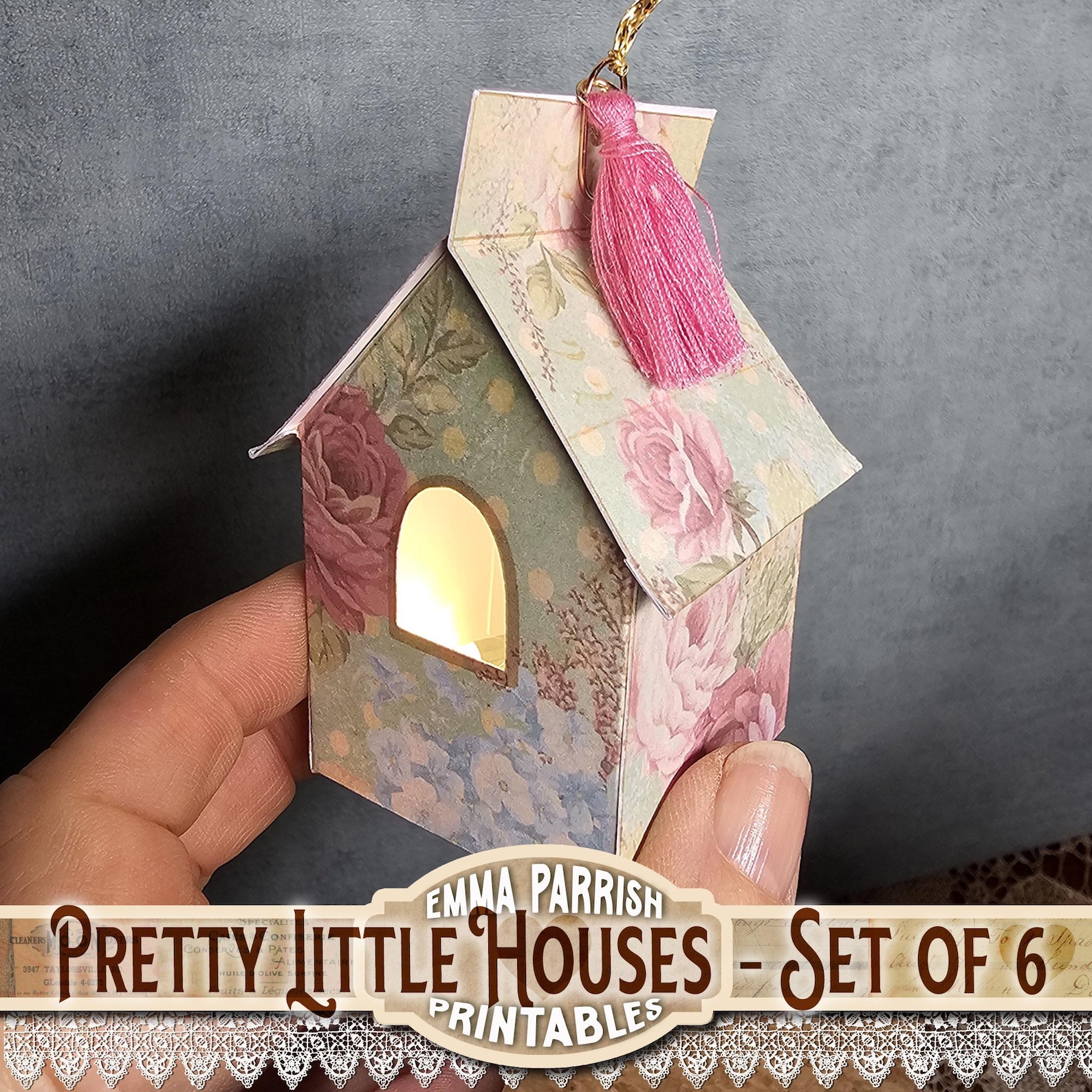 Pretty Little Houses, Gift Box Printable, Set of 6, Home Decor, Spring ...